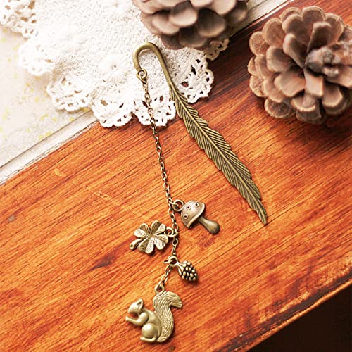 JHAILING Bookmarks for Women Leaf Metal Book Lovers Beautiful Unique Personalized Squirrel Bookmark with Gift Box for Adults for Teachers Man Kids Reader School Office Gifts