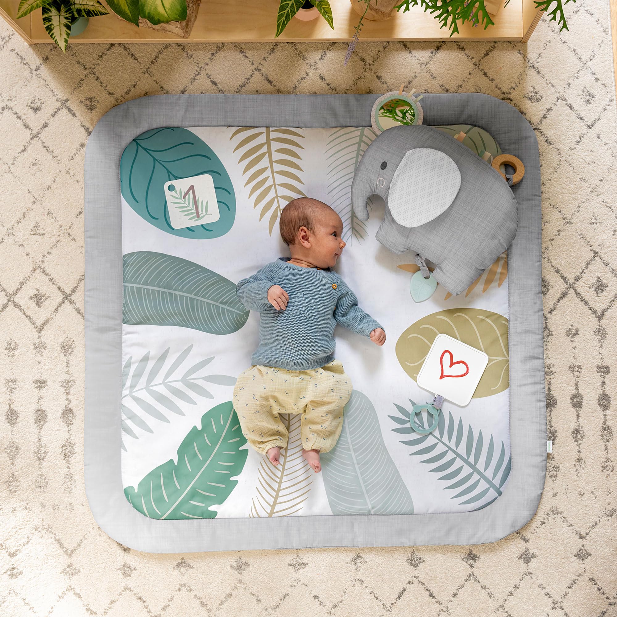 Ingenuity Sprout Spot Baby Milestone Tummy Time Activity Mat and Play Gym Unisex Ages 0+ Months 40 x 40 Inches