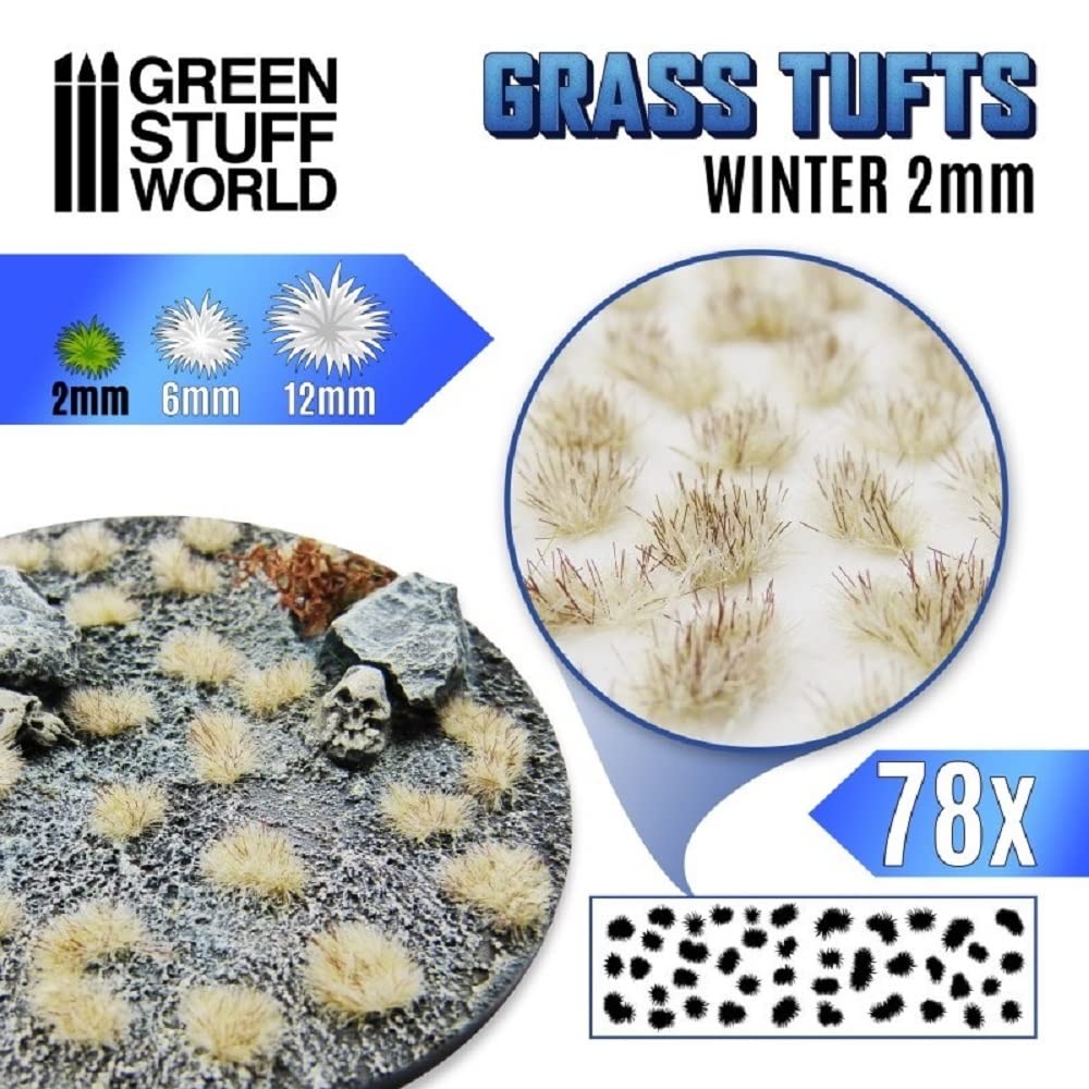 Green Stuff World Grass Tufts for Models and Miniatures β Winter White 2mm 10979, GSWD-10979