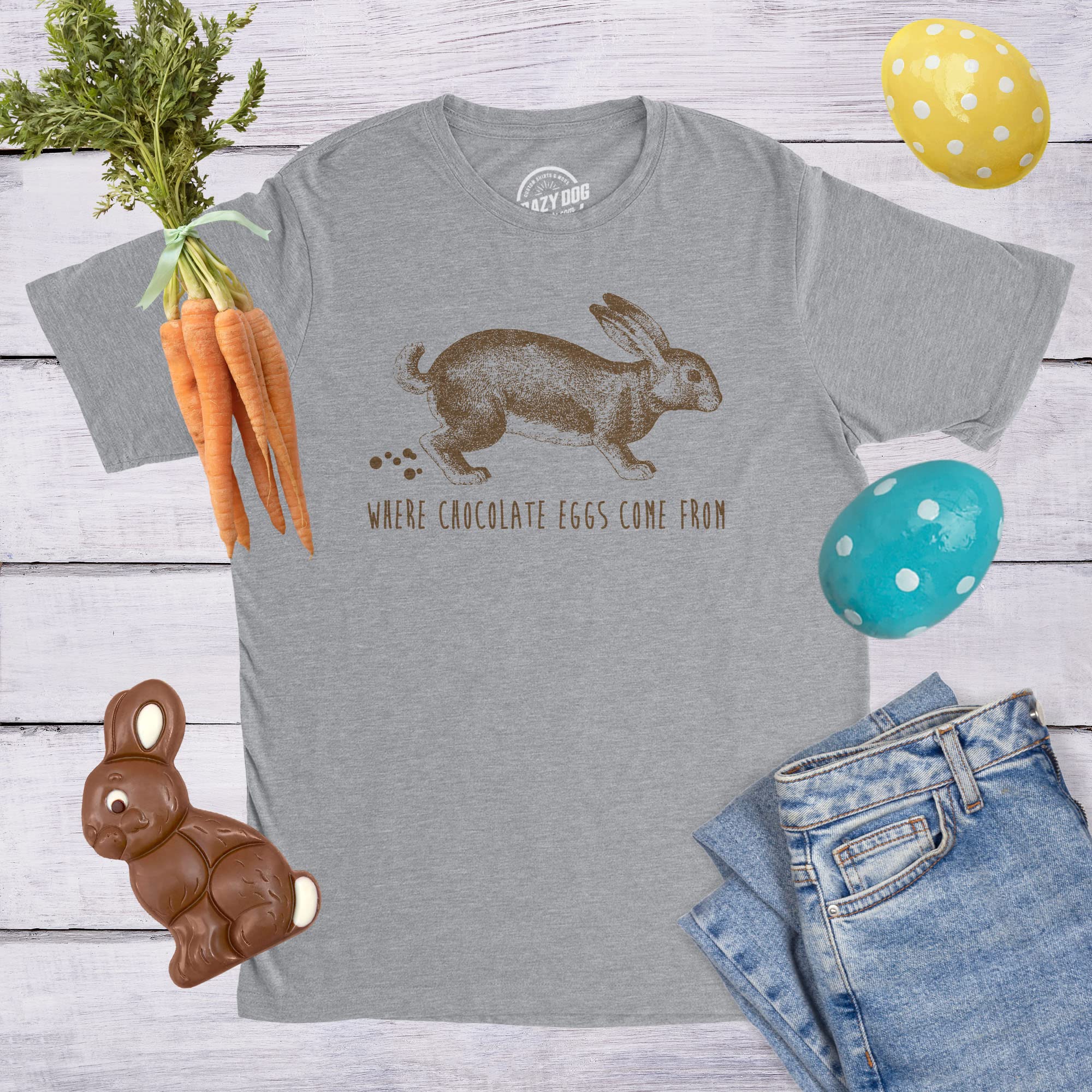Mens Funny Easter T-Shirt – Sarcastic Chocolate Egg Bunny Tee – Hilarious Novelty Shirt for Spring – Soft Cotton Blend Casual Outfit