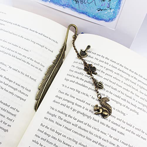 JHAILING Bookmarks for Women Leaf Metal Book Lovers Beautiful Unique Personalized Squirrel Bookmark with Gift Box for Adults for Teachers Man Kids Reader School Office Gifts