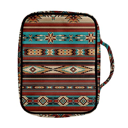 Buybai Personality Bible Cover for Men Women Aztec Tribal Geometric Printed Bible Carrying Case with Handle and Zipper