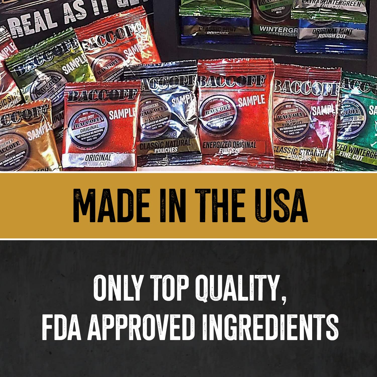 BaccOff, Sample Pack No Tobacco Dip, No Nicotine Smokeless Alternative Snuff Tea & Coffee (Pouches, Fine Cuts & Rough Cuts), 16 Individual Samples