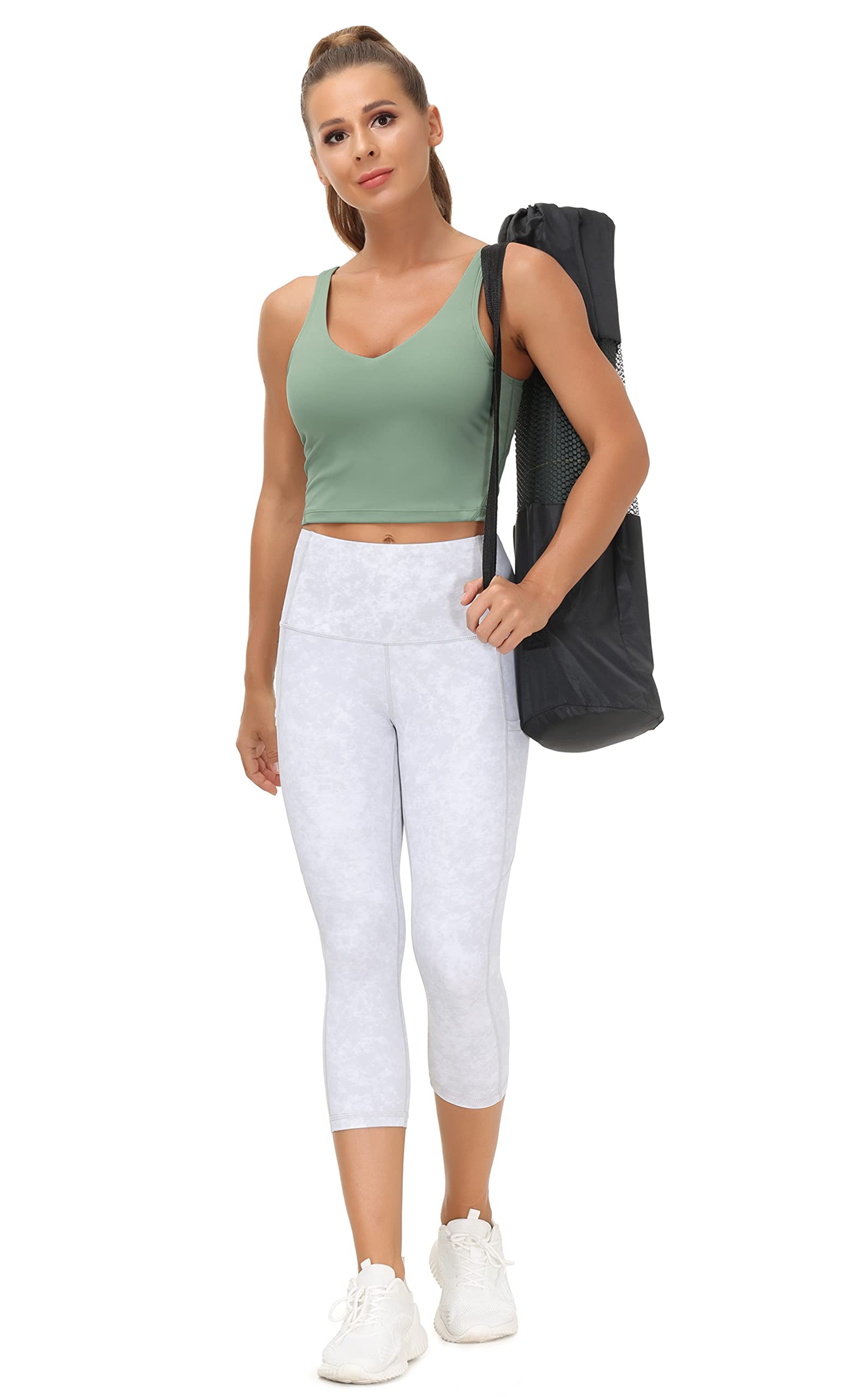 Women’s Longline Sports Bra Wirefree Padded Medium Support Yoga Bras Gym Running Workout Tank Tops (Jasmine Green, Medium, m)