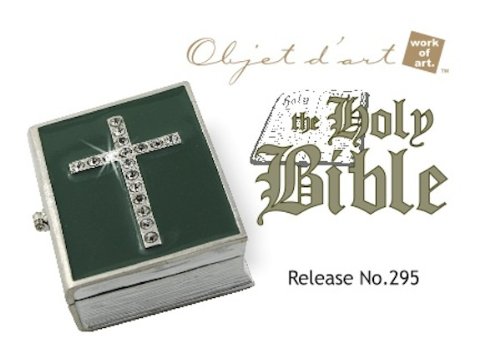 Objet D'Art Release #295 "The Holy Bible" The Good Book Handmade Jeweled Metal & Enamel Trinket Box