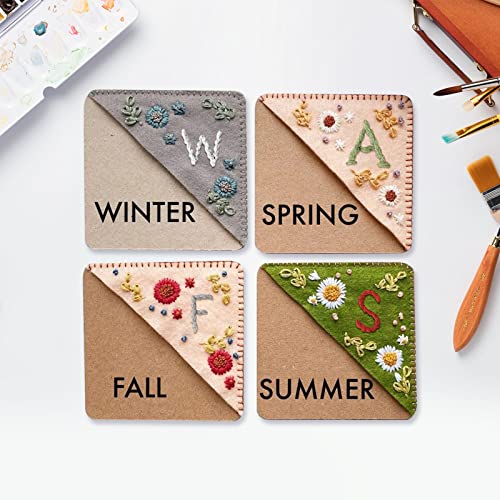 Lifemaison Personalized Hand Embroidered Corner Bookmark,Felt Triangle Page Stitched Corner Handmade Bookmark,Unique Cute Flower Letter Embroidery Bookmarks Accessories for Book Lovers