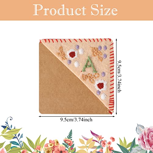 Lifemaison Personalized Hand Embroidered Corner Bookmark,Felt Triangle Page Stitched Corner Handmade Bookmark,Unique Cute Flower Letter Embroidery Bookmarks Accessories for Book Lovers