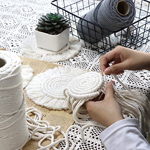 Coasters for Drinks Absorbent, Boho Coasters for Wooden Table, Farmhouse Drink Coaster Set for Kinds of Mugs and Cups, Cute Macrame Coasters for Housewarming Gift, 2PCS Round, Beige