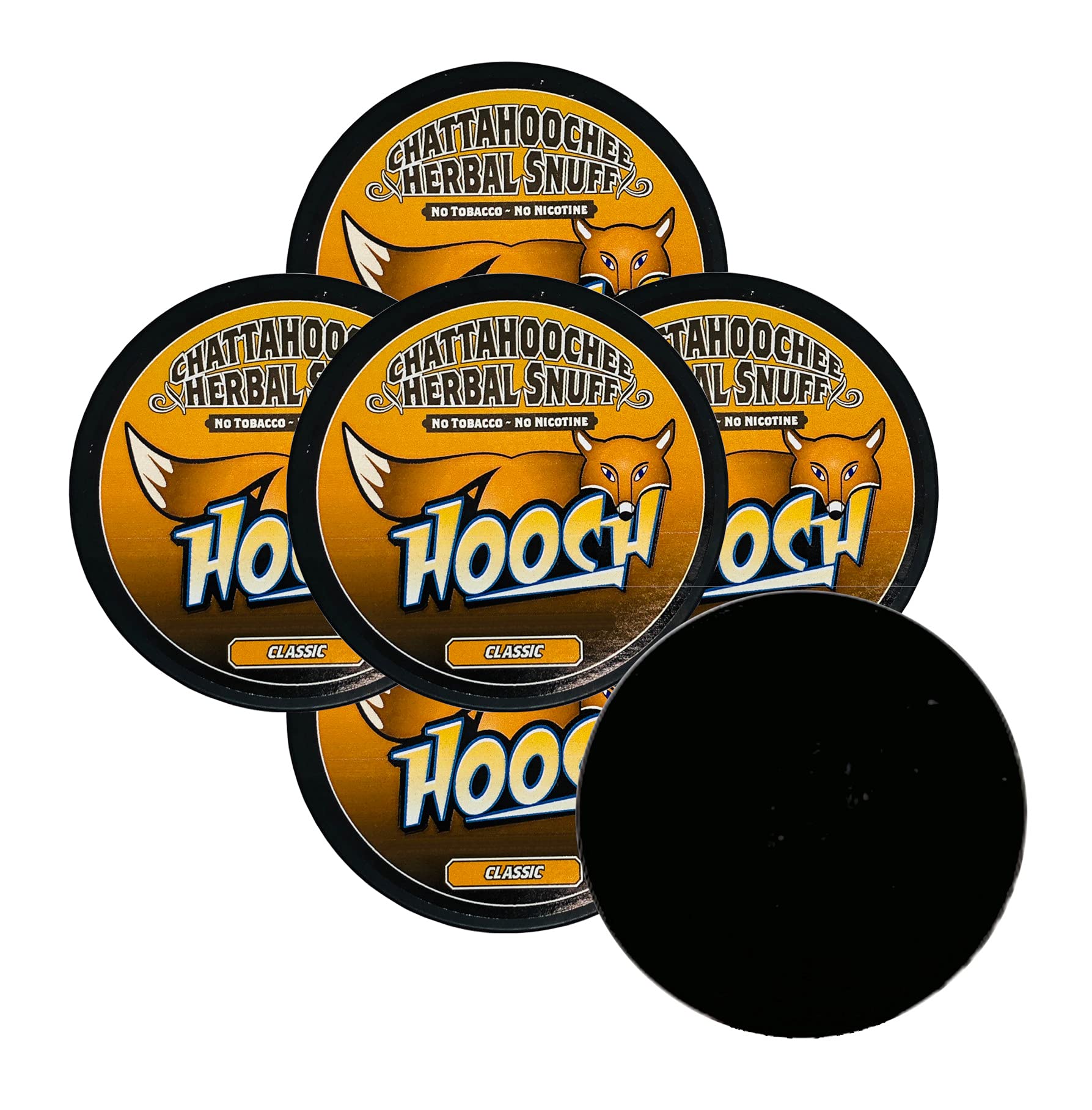Hooch Snuff - Non-Tobacco Nicotine Free Chew - Classic - 5 Cans (Long Cut) - Includes Free DC Skin Can Cover