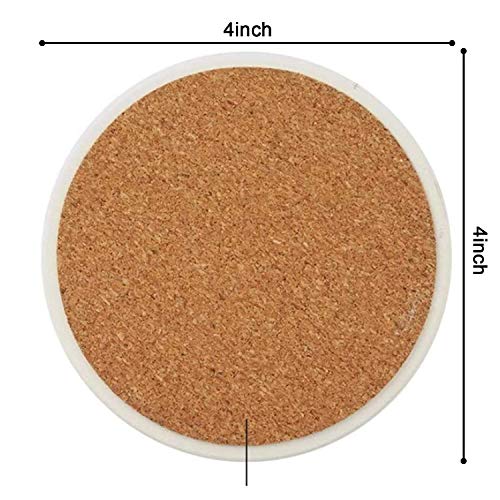 USA Flag Coasters with Holder,Absorbent Coaster Sets of 4,Cork Base,Ceramic Drink Coaster for Tabletop Protection,Suitable for Kinds of Cups,Wooden Table,4 Inches
