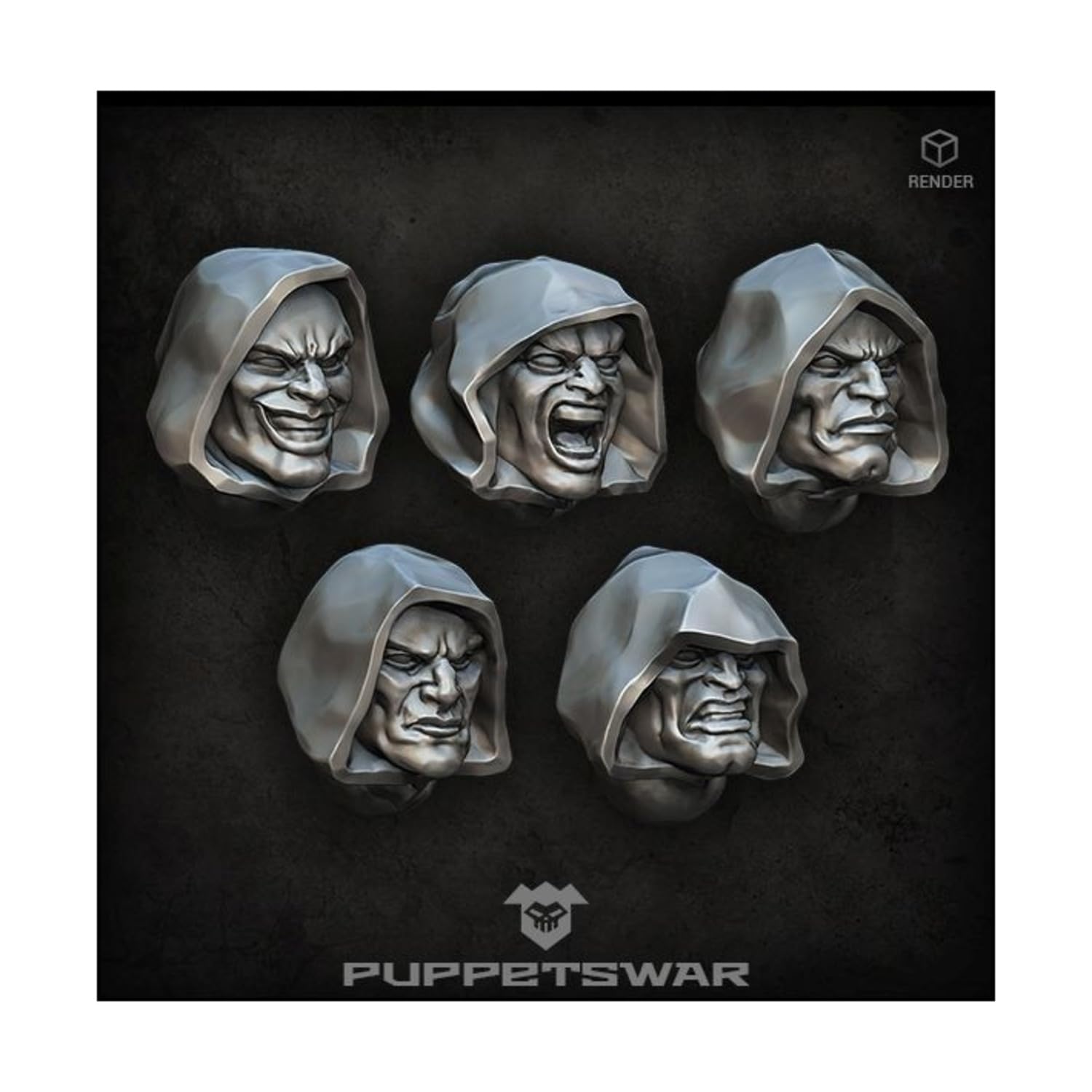 Puppetswar Green Stuff World for Models & Miniatures Hooded Heads S208