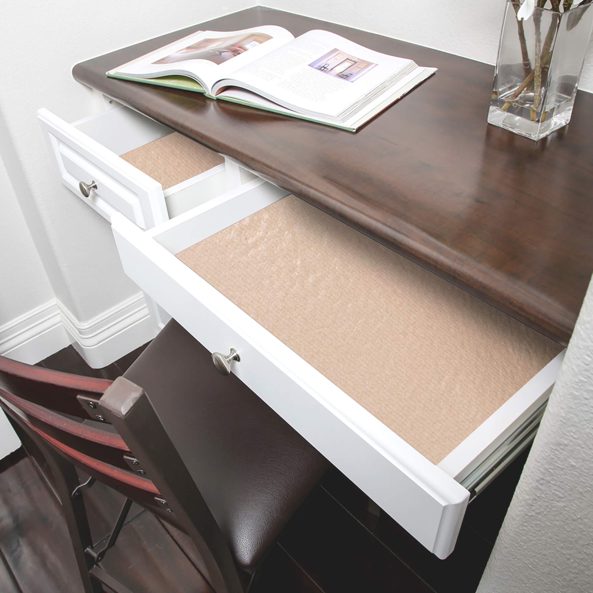 Smart Design Master Solid Grip Shelf Liner - 18 Inch x 24 Feet Total (Set of 6 Rolls) - Non Adhesive, Strong Grip Bottom, Easy Clean Kitchen Drawer, Cabinet, Cupboard Dresser Cover, Non Slip - Taupe