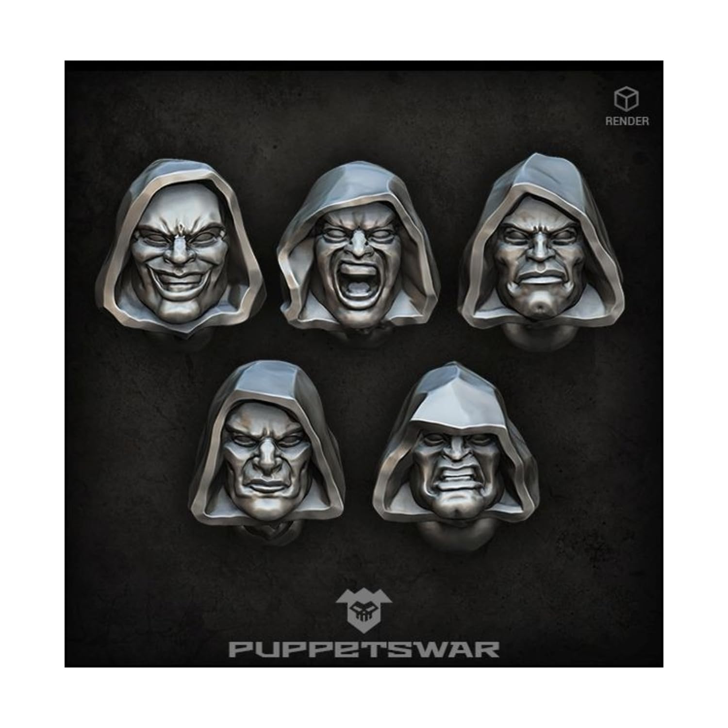 Puppetswar Green Stuff World for Models & Miniatures Hooded Heads S208