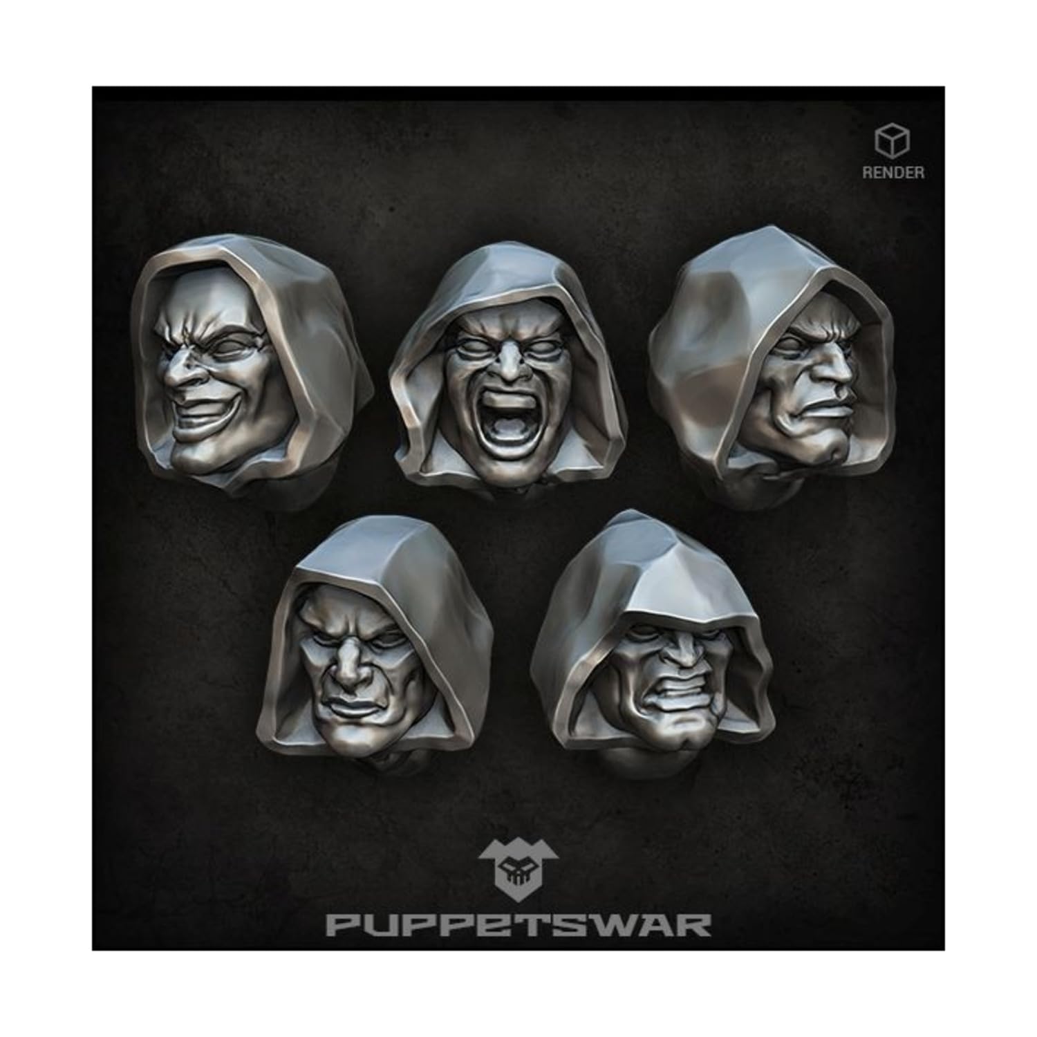Puppetswar Green Stuff World for Models & Miniatures Hooded Heads S208