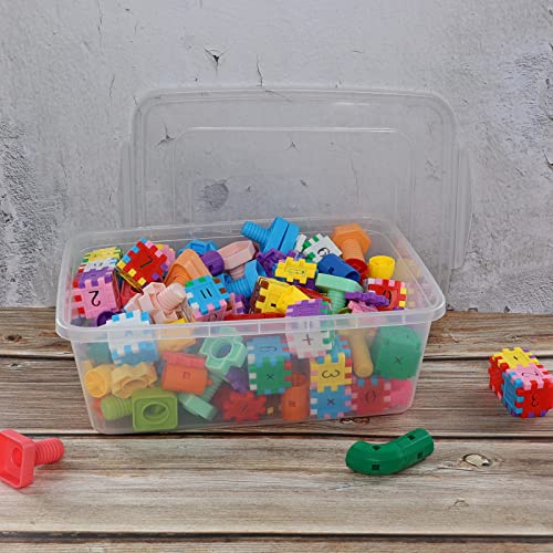 Hespama 14 Qt Plastic Storage Bins, 4 Pack, Latch Storage Box with Lid