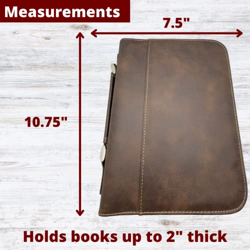 Personalized Large Leatherette Book/Bible Cover with Handle and Zipper | Coat of Arms Design | Fully Customizable | Laser Engraved | Gifts for Any Occasion (Black/Gold Leatherette)