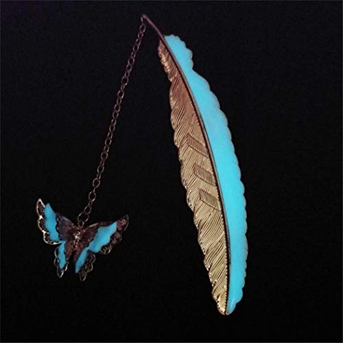 CH Book Luminous Bookmark Metal Bookmark Feather ButterflyBookmark,Golden Butterfly