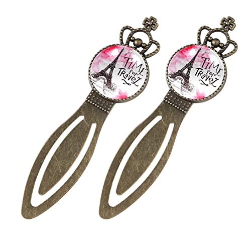 2 Pack Metal Bookmarks, Bookmark for Book Lovers, Readers, Writers, Women, Men, Eiffel Tower Paris Travel