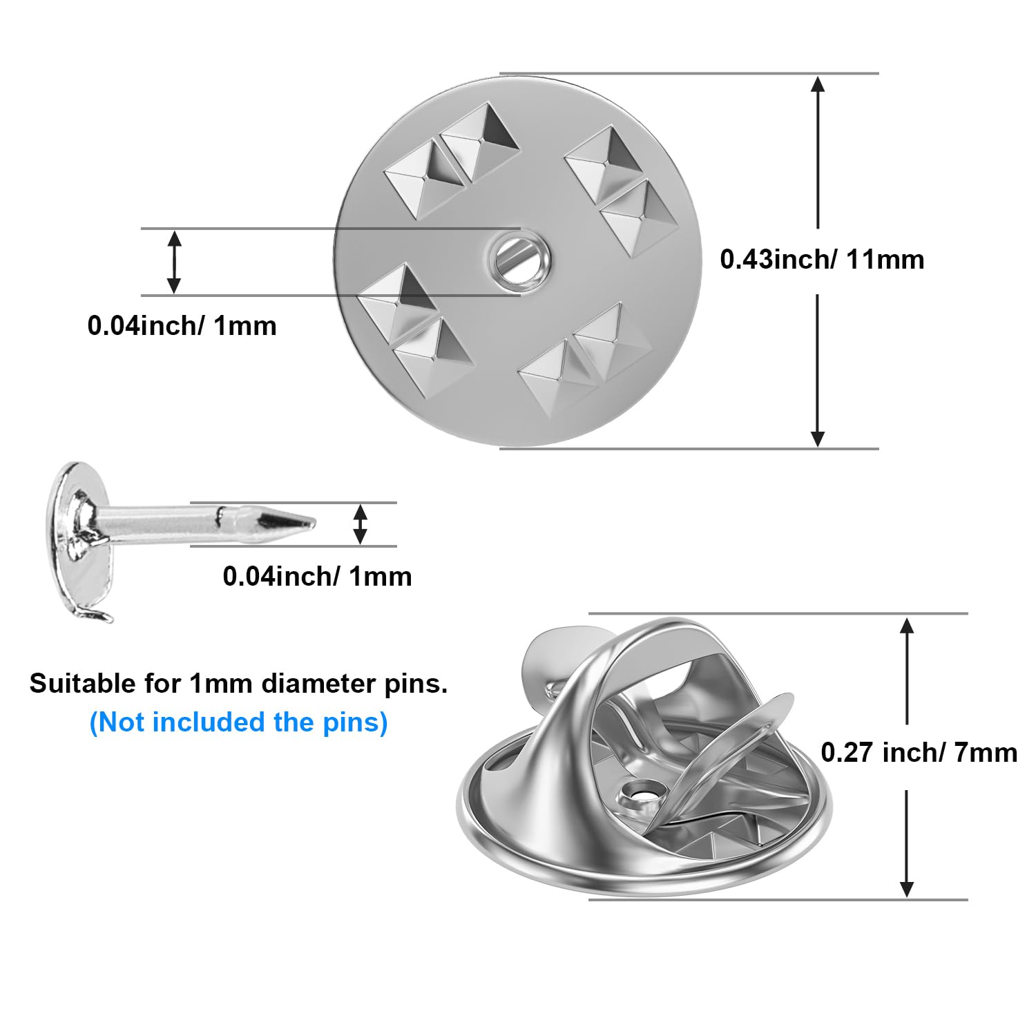 50PCS Metal Pin Backs, Pin Keepers Locking Clasp for Badge Insignia Pin Backs Replacement (Silver)