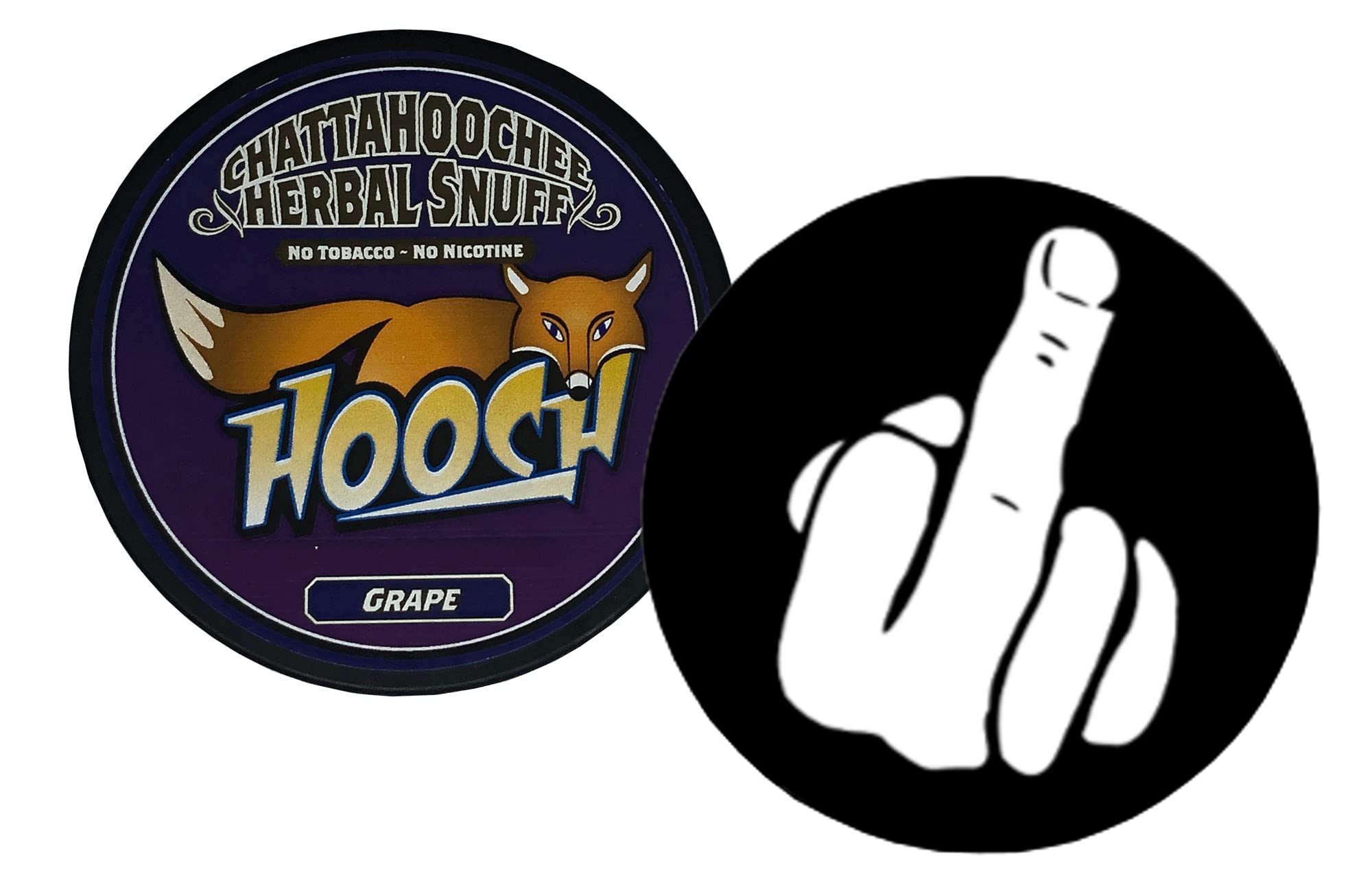 Hooch Herbal Snuff Grape Pouch Packs - 1 Can - Includes DC Crafts Nation Skin Can Cover - Middle Finger