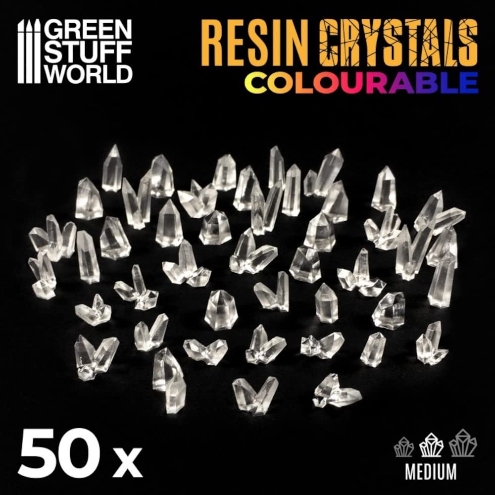 Green Stuff World GSWD-2538 Clear Resin Crystals, Transparent, Medium Size, 50 Pieces, Diorama Material