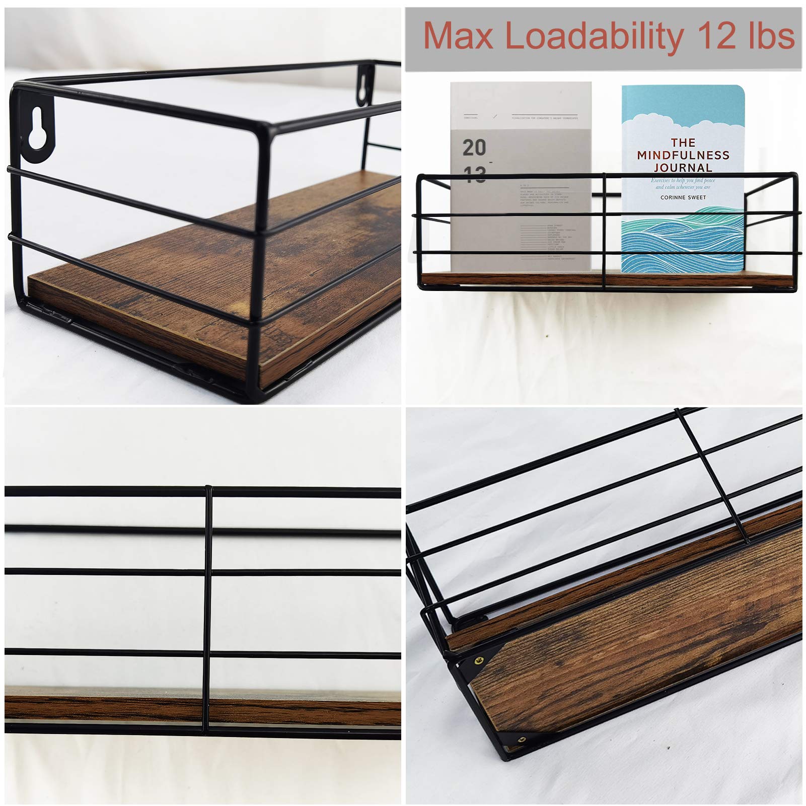 CRUGLA Floating Shelves Wall Mounted Set of 3, Hanging Storage Shelf for Bathroom, Living Room, Bedroom, Kitchen Home Decor