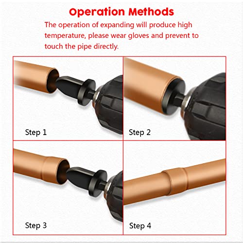 HVAC Tools Drill Bit Set, Air Conditioner Copper Pipe Expander Swaging Tool, Copper Tube Flaring Tool Spin Bit Set, 6 Pcs Bit Kit Includes 1/4'', 3/8'', 1/2'', 5/8'', 3/4'', 7/8'' Bits