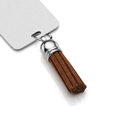 JOVIVI Personalized Metal Bookmarks, Custom Message Stainless Steel Rectangle Tag with Brown Tassel for Book Lover Kids Office School Reading