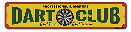 Dart Club Sign, Game Room Man Cave Decor Sign Dart Boards for Cafes Bar Pub Beer Club Wall Home Decor 4X16Inch