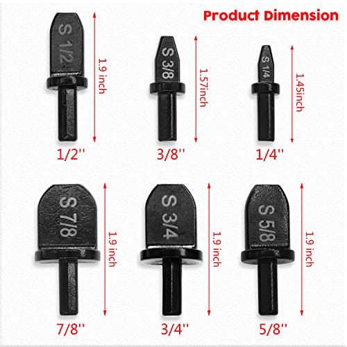 HVAC Tools Drill Bit Set, Air Conditioner Copper Pipe Expander Swaging Tool, Copper Tube Flaring Tool Spin Bit Set, 6 Pcs Bit Kit Includes 1/4'', 3/8'', 1/2'', 5/8'', 3/4'', 7/8'' Bits