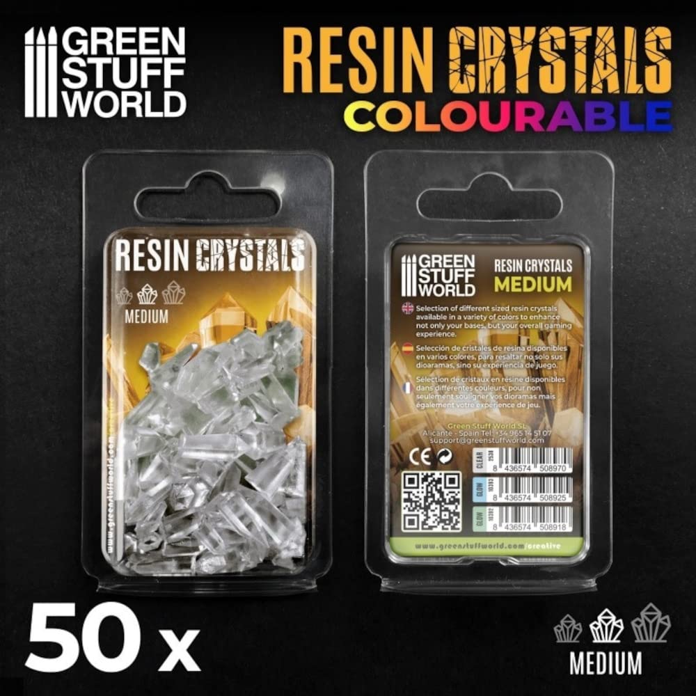 Green Stuff World GSWD-2538 Clear Resin Crystals, Transparent, Medium Size, 50 Pieces, Diorama Material