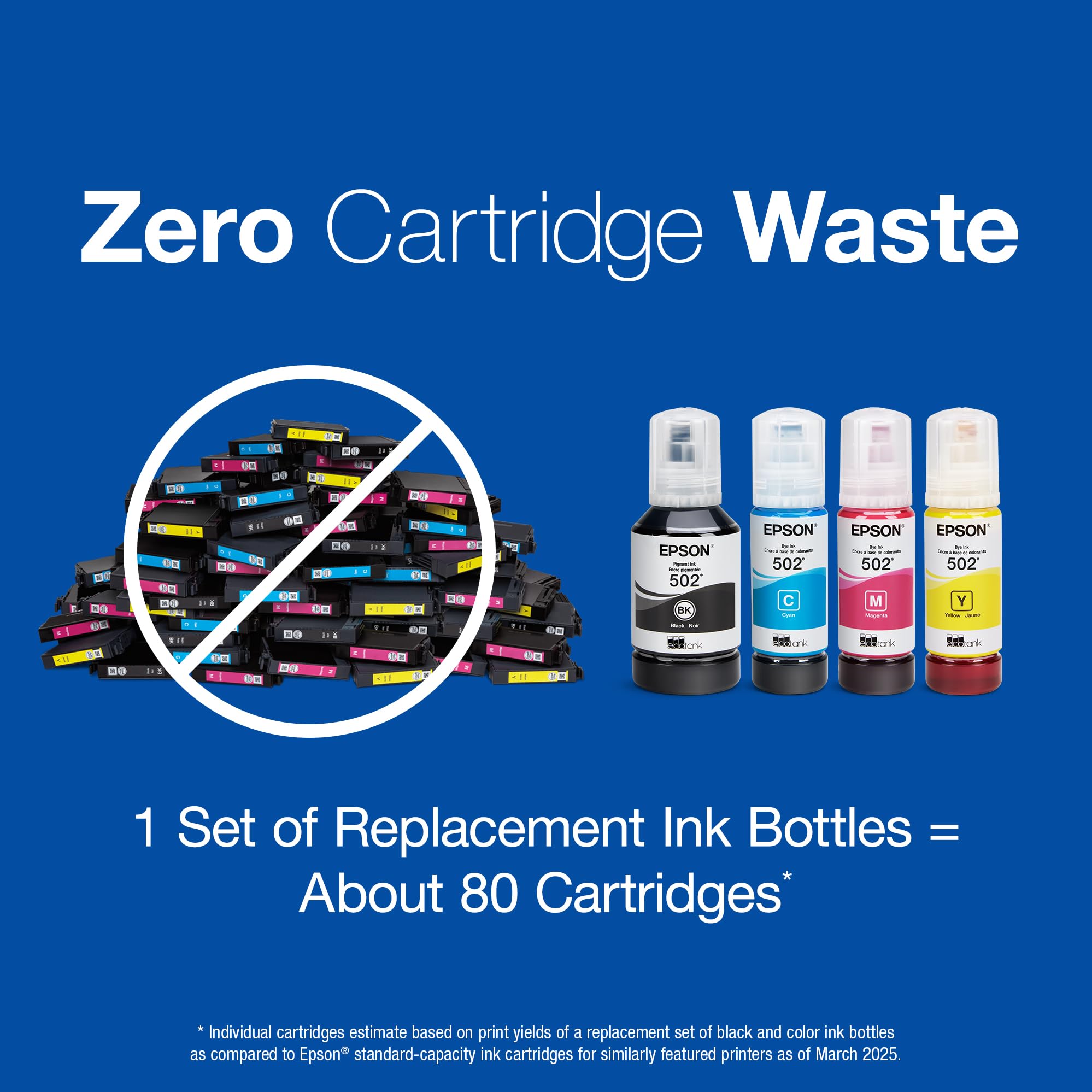 EPSON T502 EcoTank Ink Ultra-high Capacity Bottle Color Combo Pack (T502520-S) for select Epson EcoTank Printers