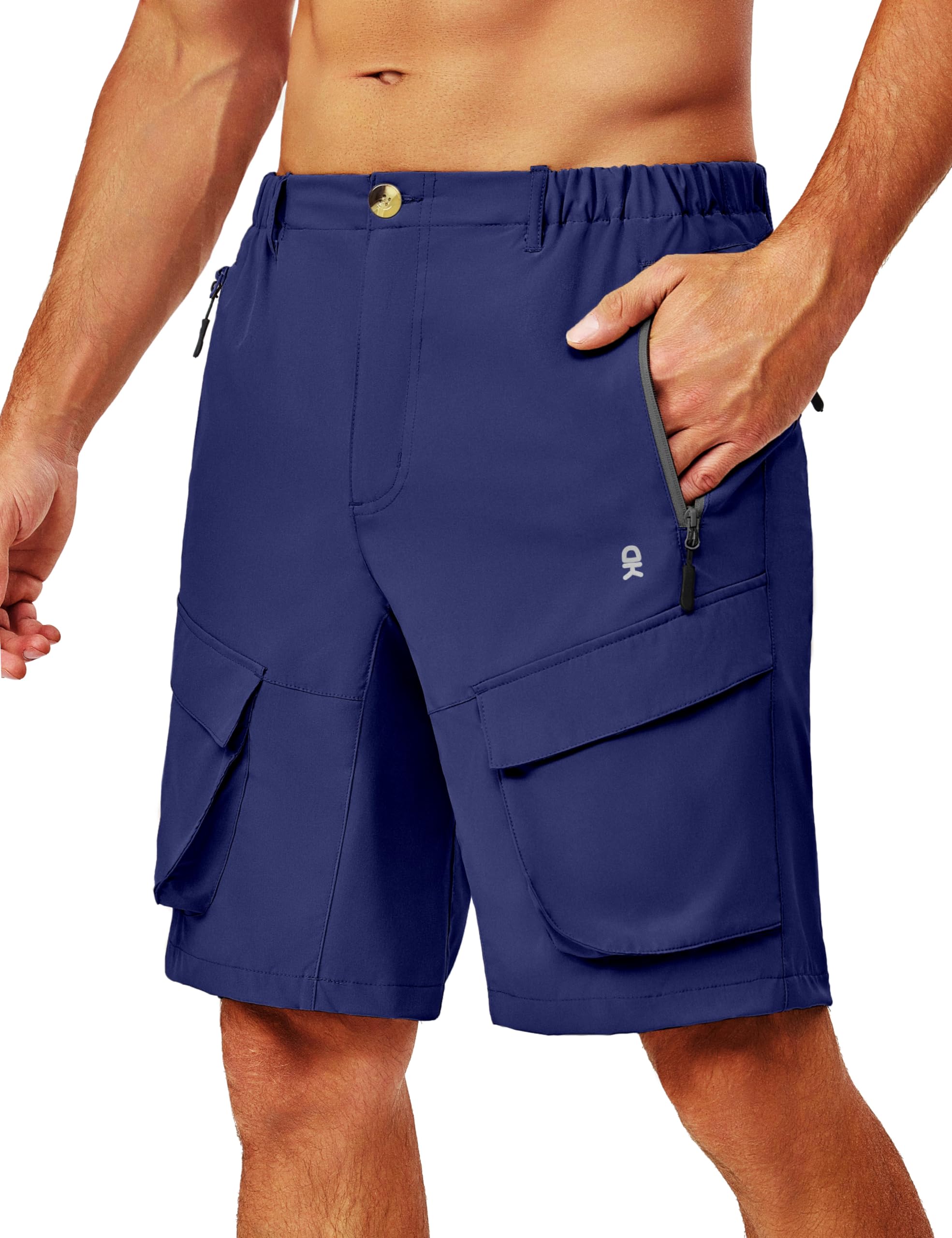 Little Donkey Andy Men's Stretch Quick Dry Cargo Shorts for Hiking, Camping, Travel Navy Size L