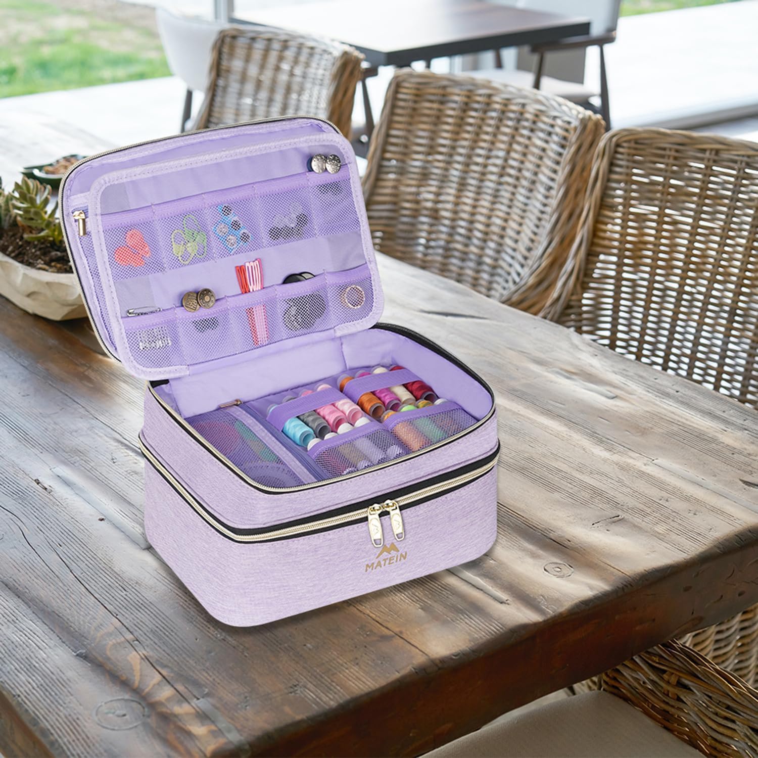 Sewing Supplies Organizer, Double-Layer Sewing Box Organizer Accessories Storage Bag, Large Sewing Basket Water Resistant Travel Women Sewing Gifts for Kit, Scissors, Thread, Pins, Needles, Clips