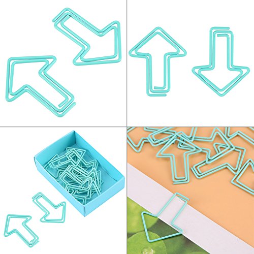 Beufee 12Pcs Arrow Shaped Paper Clips, Funny Cute Paperclips Bookmarks Stainless Steel Paper Clips Funny Stationery Marking Clip Marker Clips with Box Planner Clips(Blue)