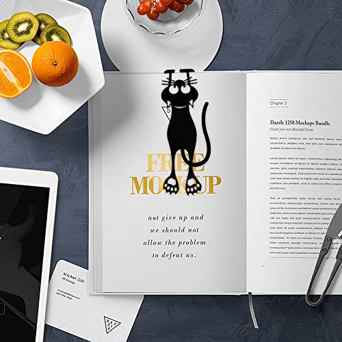Funny Cat Bookmark, 2023 New Curious Cat Bookmark for Cat Lovers, Creative Hollow Kitten Bookmark, Black Kitten Hanging Bookmark, Funny Office School Gift for Book Lovers (5 Pcs)