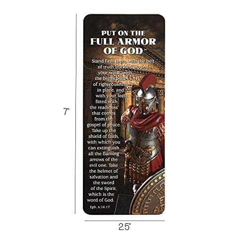 Full Armor of God Bronzed 7 x 2.5 Acrylic and Paper Keepsake Bookmarks Pack of 12