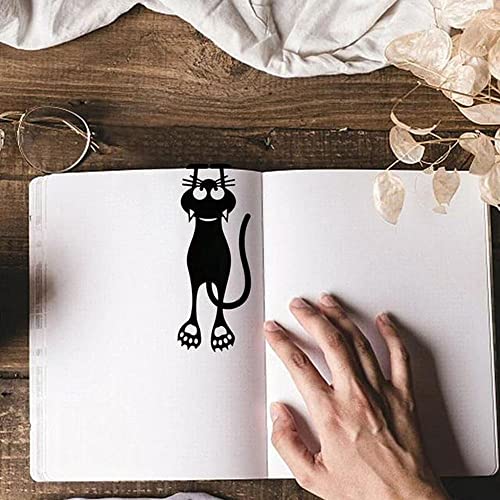 Funny Cat Bookmark, 2023 New Curious Cat Bookmark for Cat Lovers, Creative Hollow Kitten Bookmark, Black Kitten Hanging Bookmark, Funny Office School Gift for Book Lovers (5 Pcs)