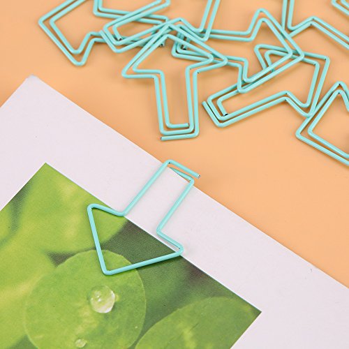 Beufee 12Pcs Arrow Shaped Paper Clips, Funny Cute Paperclips Bookmarks Stainless Steel Paper Clips Funny Stationery Marking Clip Marker Clips with Box Planner Clips(Blue)