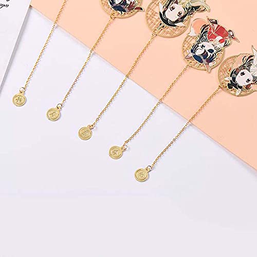 Classical Vintage Chinese Style Bookmark Mo Dao Zu Shi Tassel Pendant Tian Guan Ci Fu Metal Hollowing Book Markers Anime Bookmark(C)