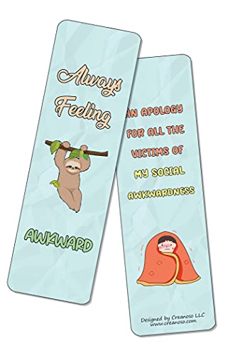 Creanoso Funny Socially Awkward Bookmarks (12-Pack) - Stocking Stuffers Funny Gift Ideas for Adults, Teens, Friends