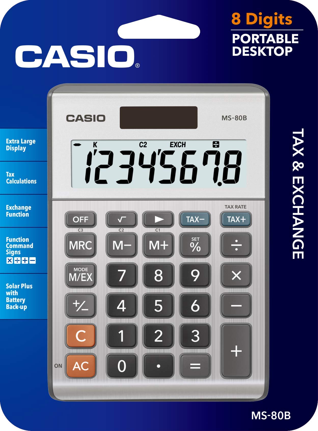 Casio MS-80B Standard Function Desktop Calculator,Black 147D×103W×28.8H mm