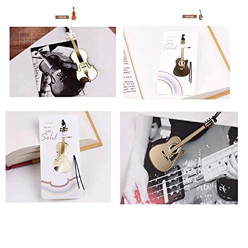 6 Pcs Musical Instrument Bookmark Metal Plated Creative Bookmark Literary Music Bookmark with Lanyard for Opening Ceremony Birthday Celebration Gift