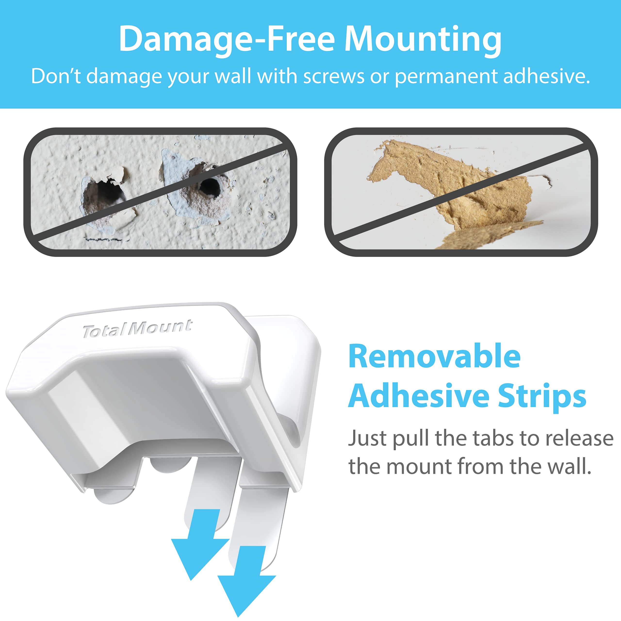 TotalMount Gaming Headset Hanger – Includes Removable Adhesive Strips for Easy, Damage-Free Wall, Desk, or PC Mounting (White Headphone Hook with Premium Silicone Cradle – One Pack)