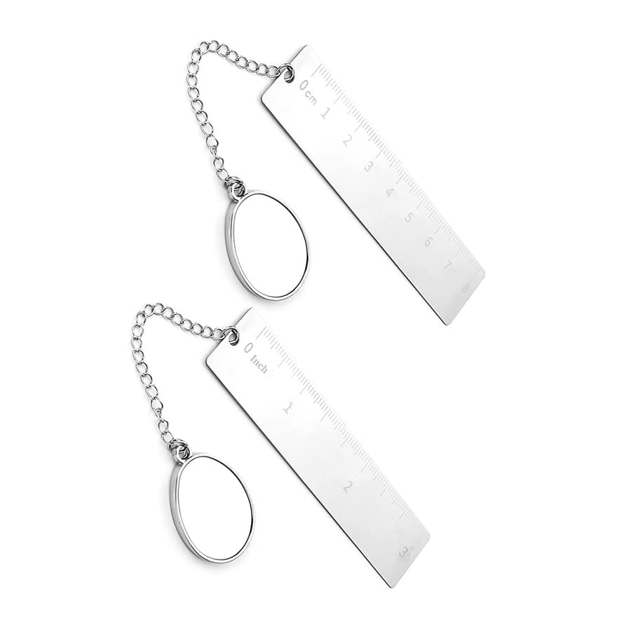 ARFUKA Bookmark Stainless Steel Reading Metal Ruler Bookmark Reading Bookmarks Page Marker Book Marker Gift for Students Teachers Reading Pack of 2