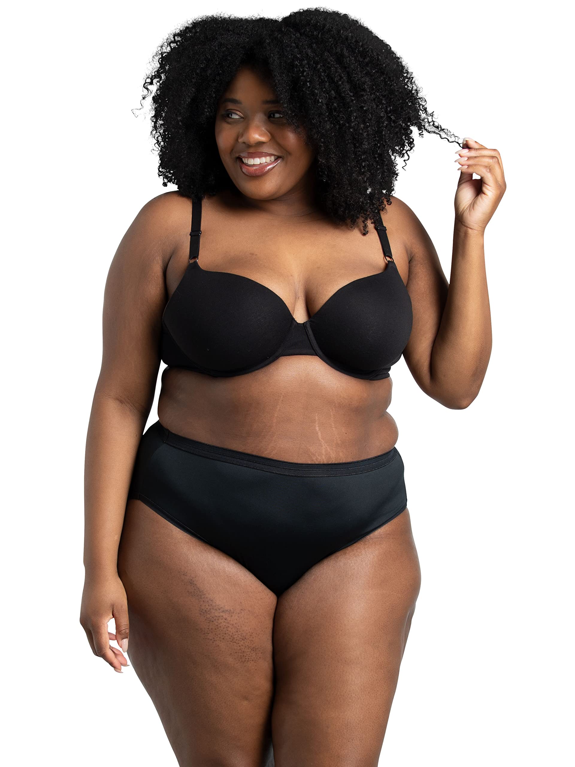 Fruit of the Loom Women's Lightweight Microfiber Underwear, Smooth Under Clothes, Available, Plus Size Hi Cut-10 Pack-Black/White/Purple, 11
