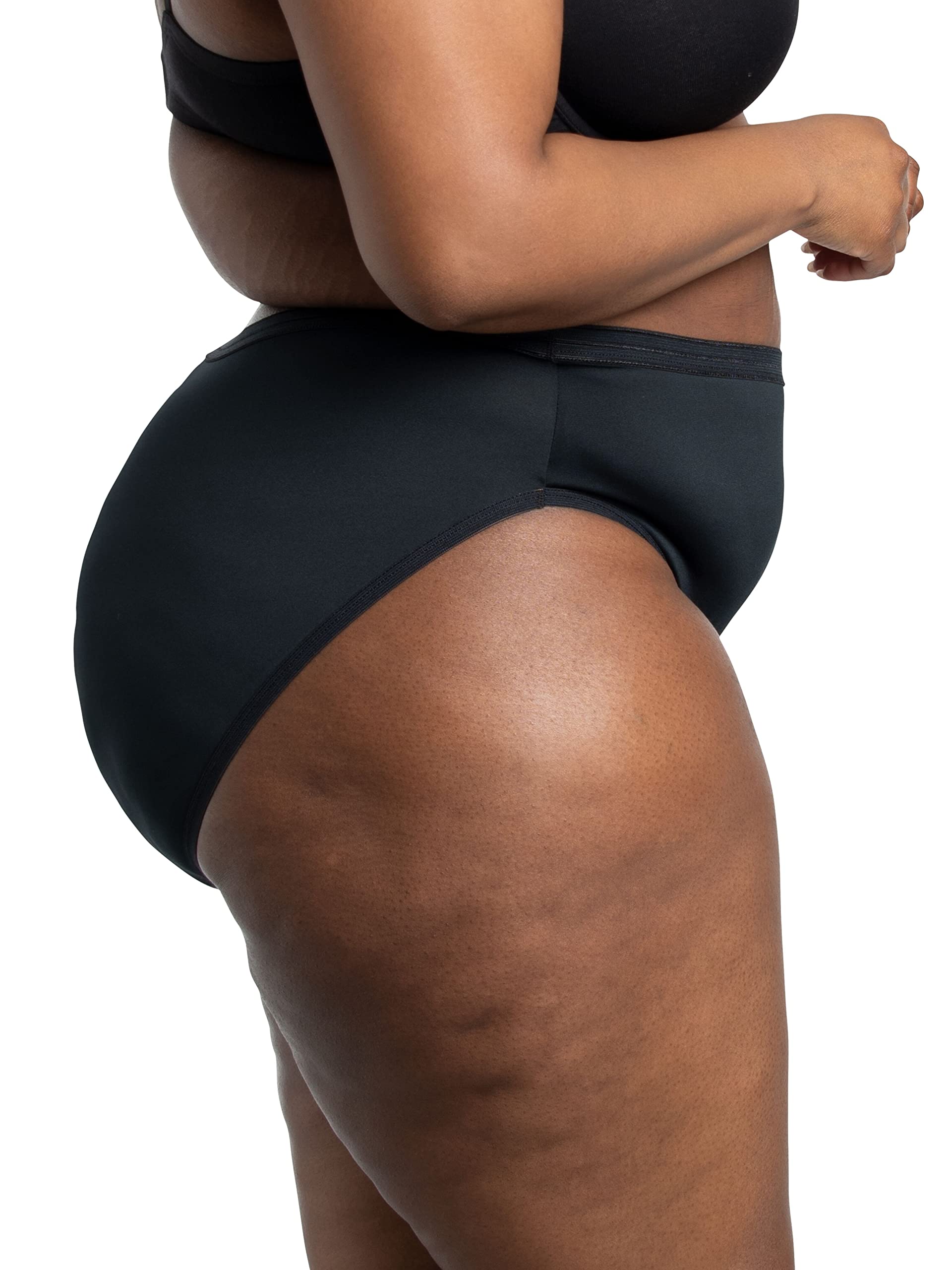 Fruit of the Loom Women's Lightweight Microfiber Underwear, Smooth Under Clothes, Available, Plus Size Hi Cut-10 Pack-Black/White/Purple, 11