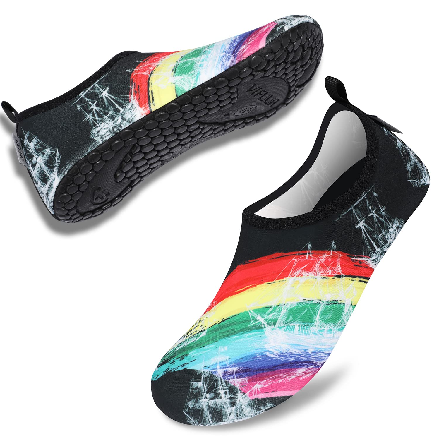 VIFUUR Water Sports Unisex Shoes Black/Red/Yellow - 7.5-8.5 W US / 6-7 M US (38-39)