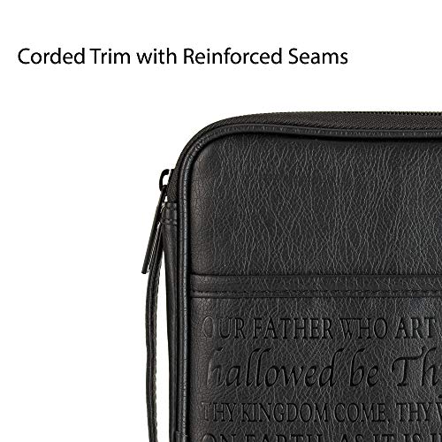 The Lord's Prayer Black Debossed Thin line Vinyl Zippered Bible Case Cover
