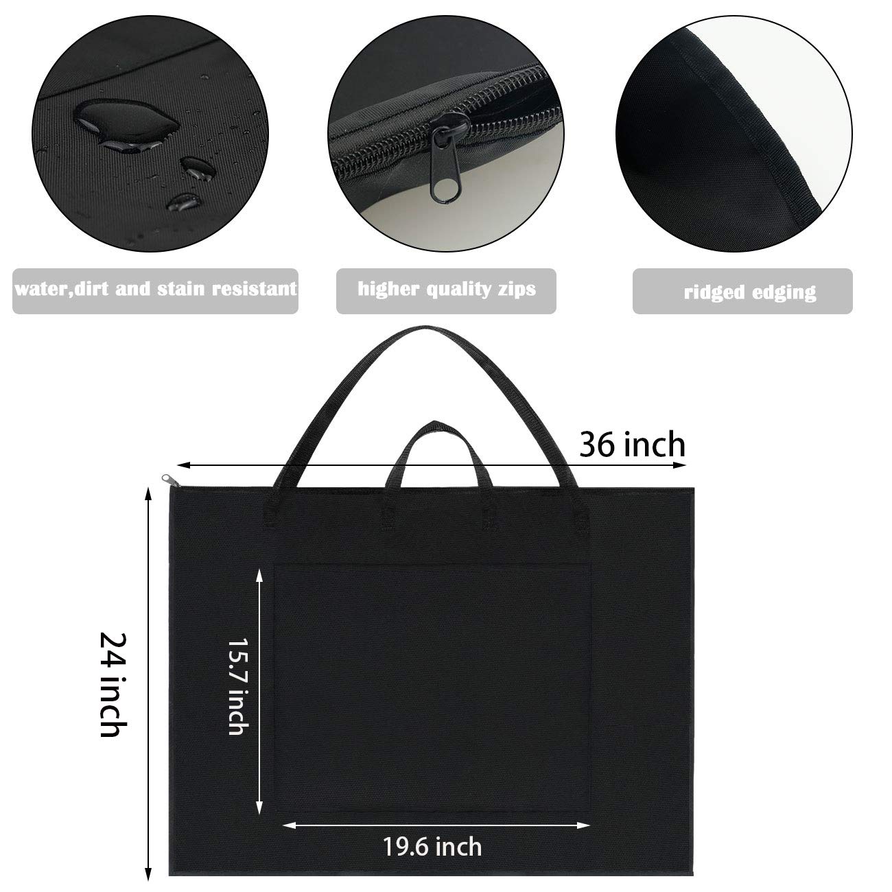 BUSOHA Large Clear Mesh Vinyl Bag with Handle and Zipper/Waterproof Art Storage Bag for Artworks, Charts and Teaching Material Multipurpose -19 x 25 Inch